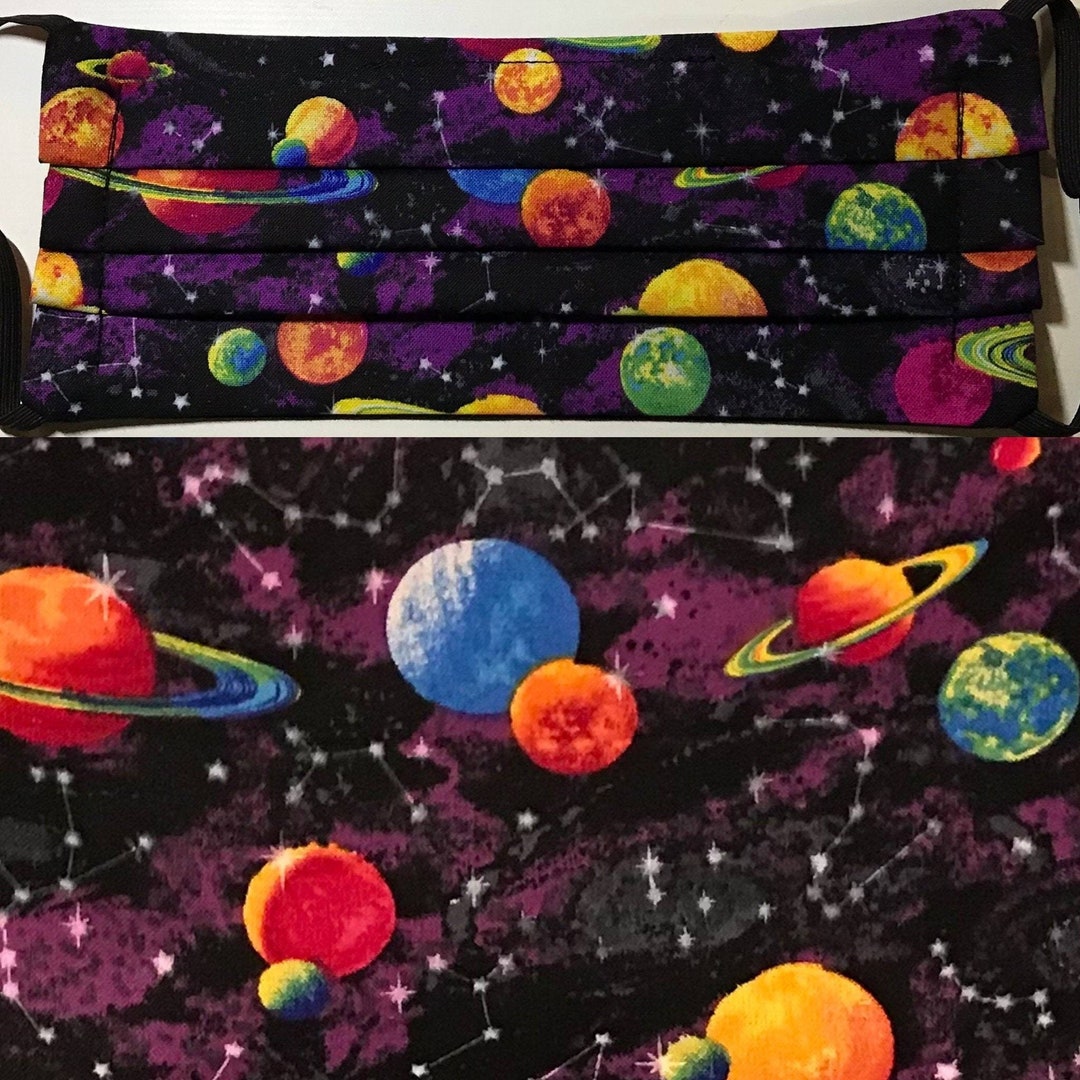 Galaxy Solar System, Planets and Stars Soft Cotton Face Mask Covering ...