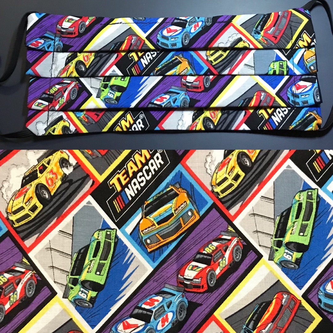 Face Mask Made With Licensed Nascar Race Car Racing Fabric Soft Cotton ...