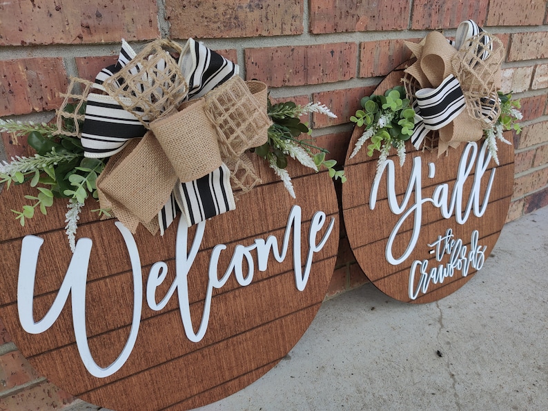 Welcome Y'all Double Door Round Custom Door Sign Door - Etsy
