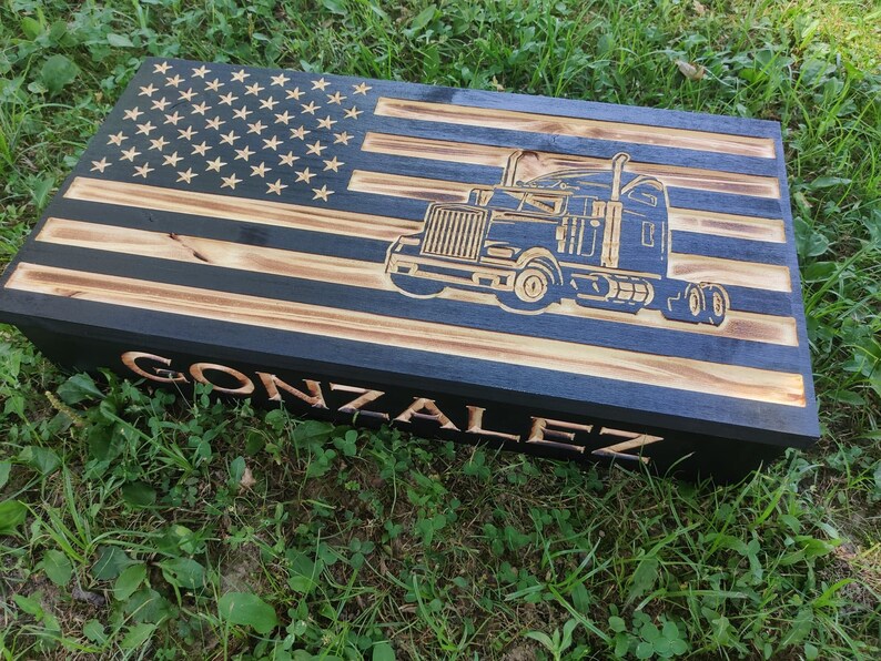 Semi RFID Lock Box Wood Box Engraved Flag Box Gun - Etsy