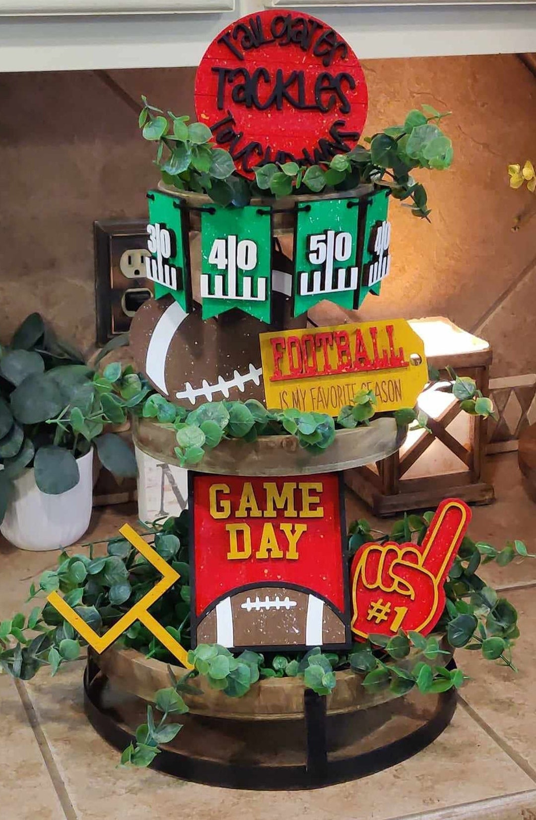 Fall Football Tier Tray Set | Seasonal | Custom | Autumn Deco | Game ...