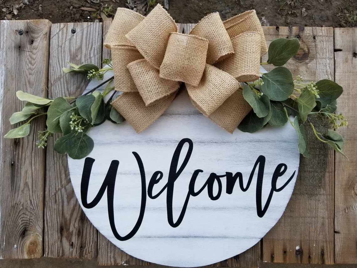 Welcome Round Welcome Door Sign Door Hanger Housewarming - Etsy