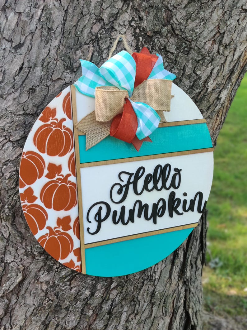Hello Pumpkin Wood Sign: Fall Front Door Decor - Etsy