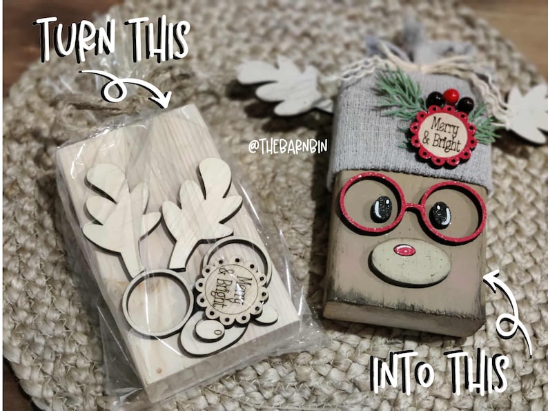 Laser Cut Reindeer Wood Block Craft Blanks | DIY Christmas Paint Kit ...