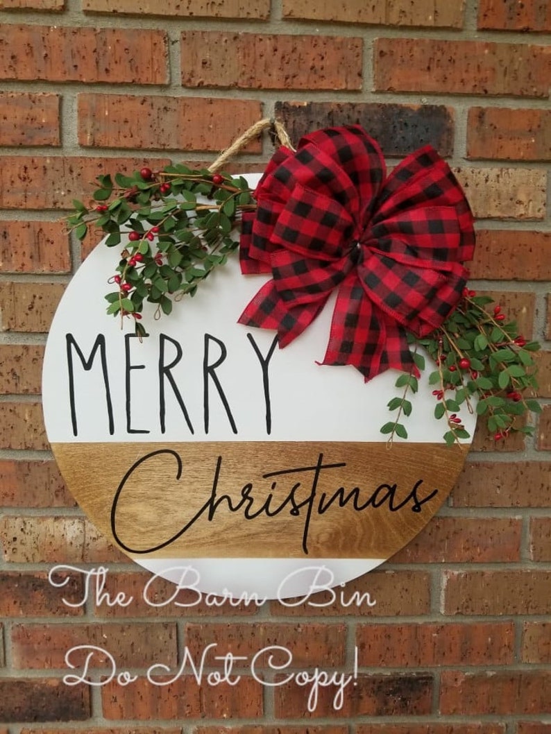 Merry Christmas Round Sign | Door Hanger | Christmas | Decoration ...