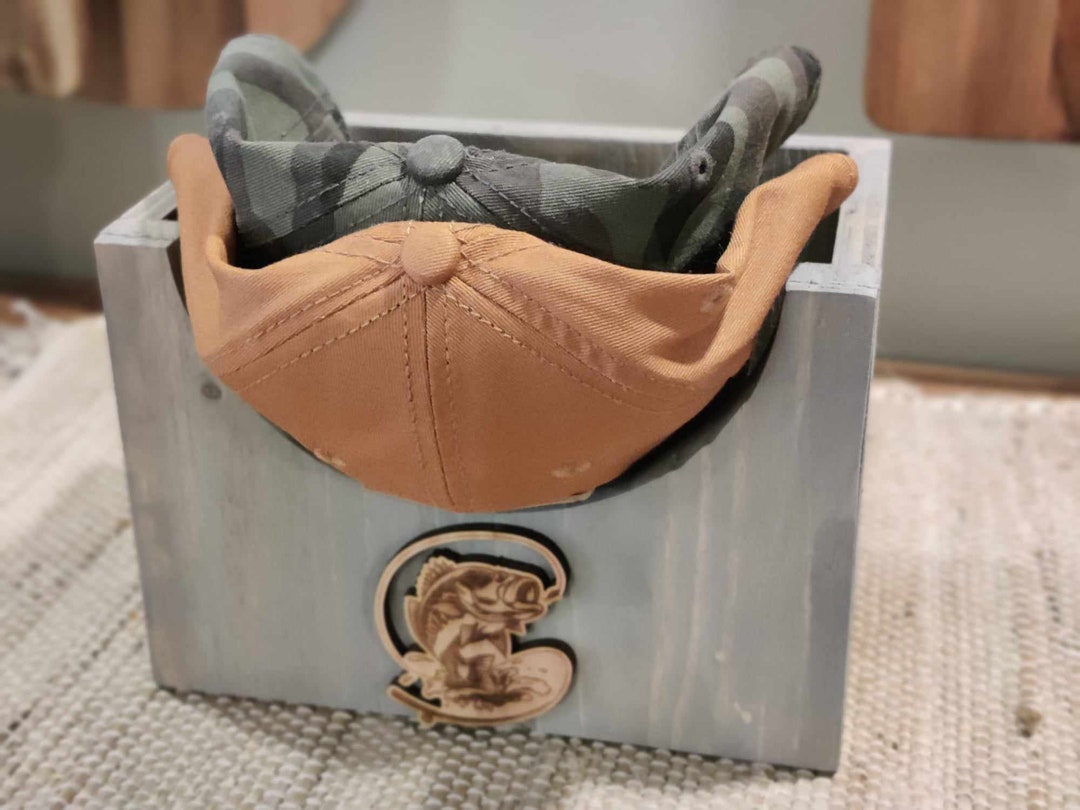 Wooden Hat Box Storage Wall Hanging Shelf Sitting | Baseball Hat Cap ...