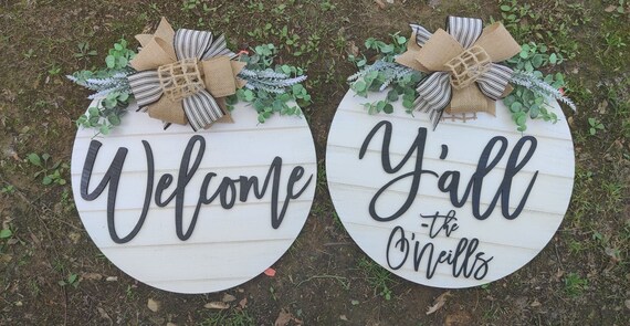 Welcome Y'all Double Door Round Custom Door Sign Door - Etsy