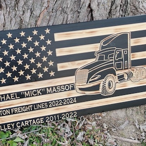 Engraved Day Cab Semi Truck Flag | Engraved Flags | Christmas Gift Dad ...