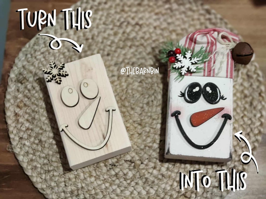 Laser Cut Snowman Wood Block Craft Blanks | DIY Christmas Paint Kit ...