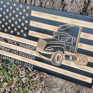 Engraved Day Cab Semi Truck Flag | Engraved Flags | Christmas Gift Dad ...
