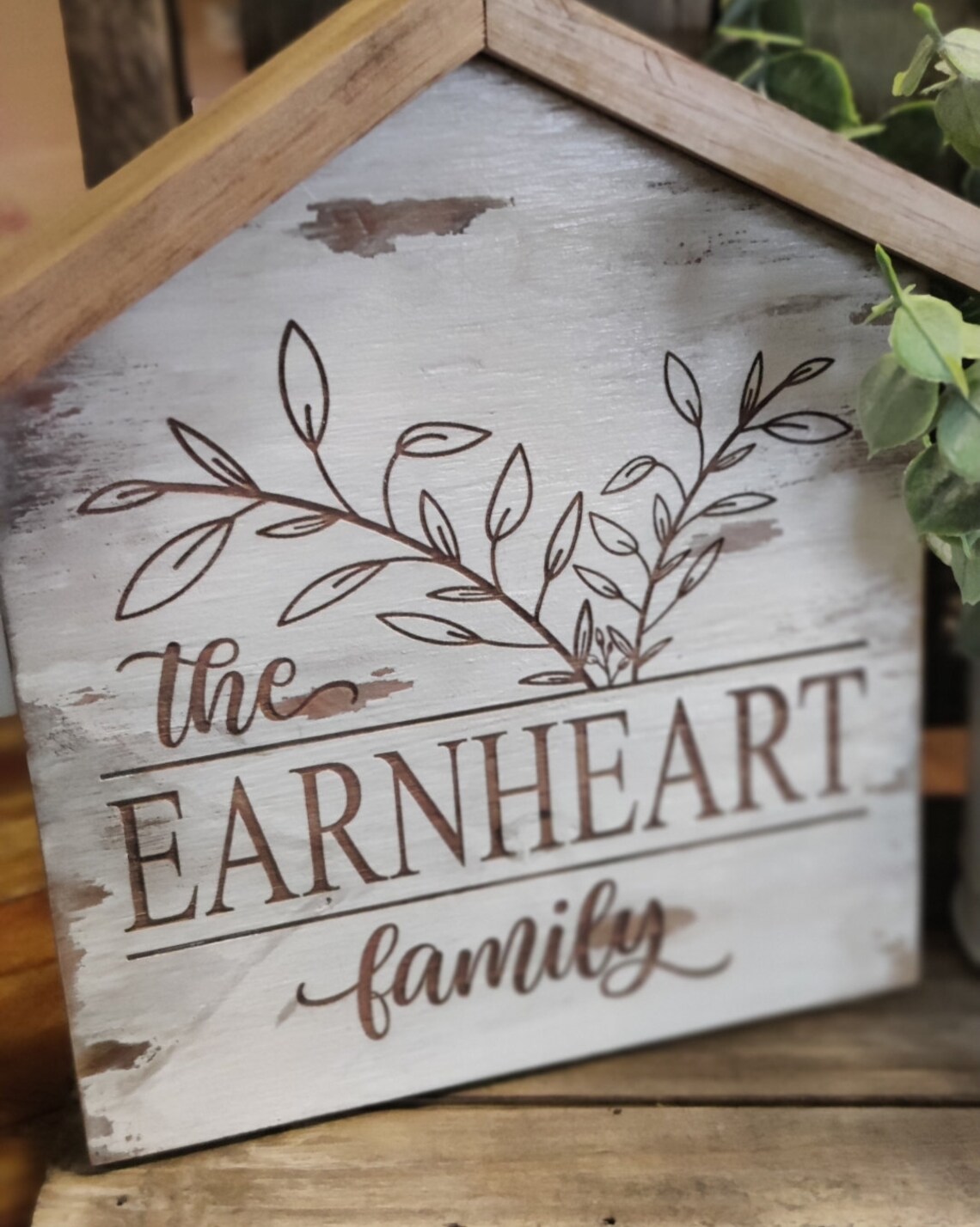 Personalized Family Name House Shelf Sitter: Rustic Home Decor - Etsy