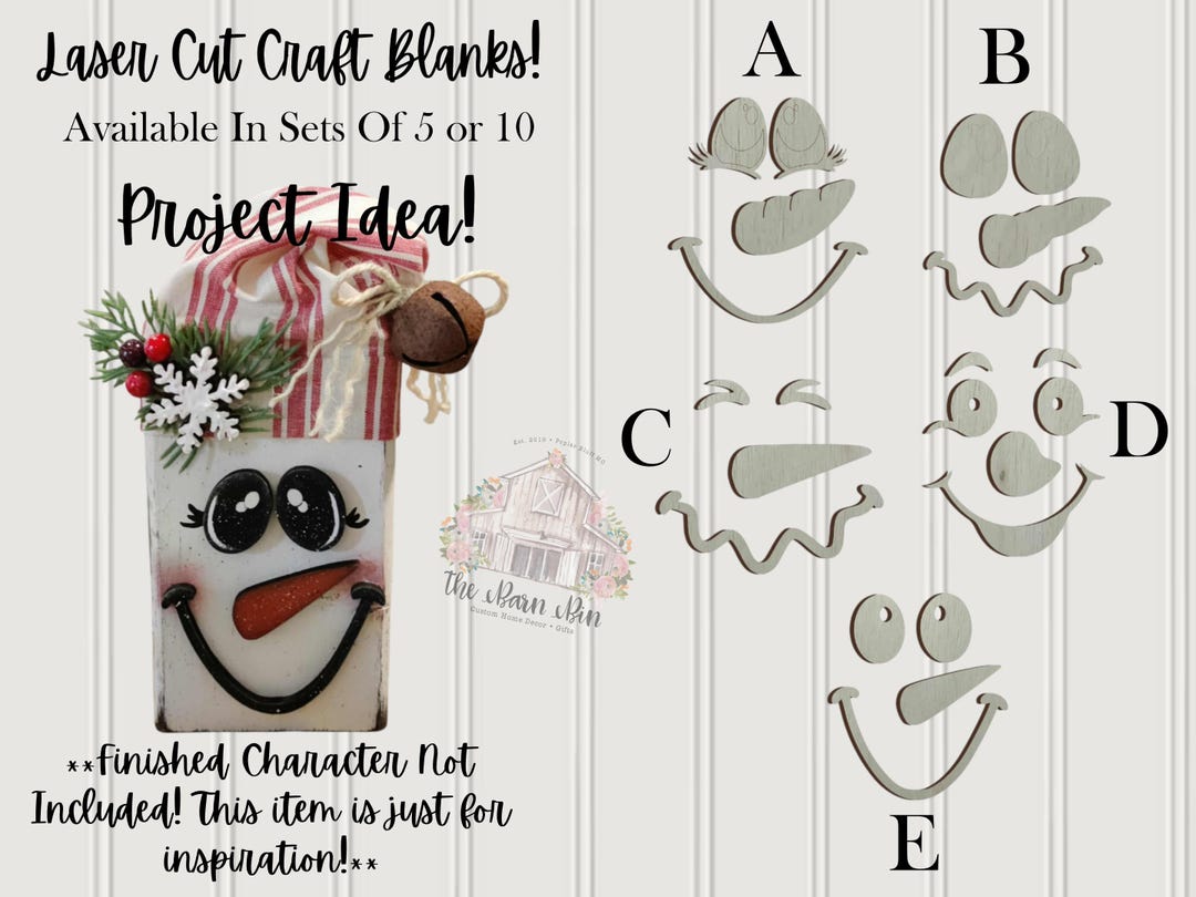 Laser Cut Snowman Face Craft Blanks | DIY Christmas Paint Kit | Wood ...