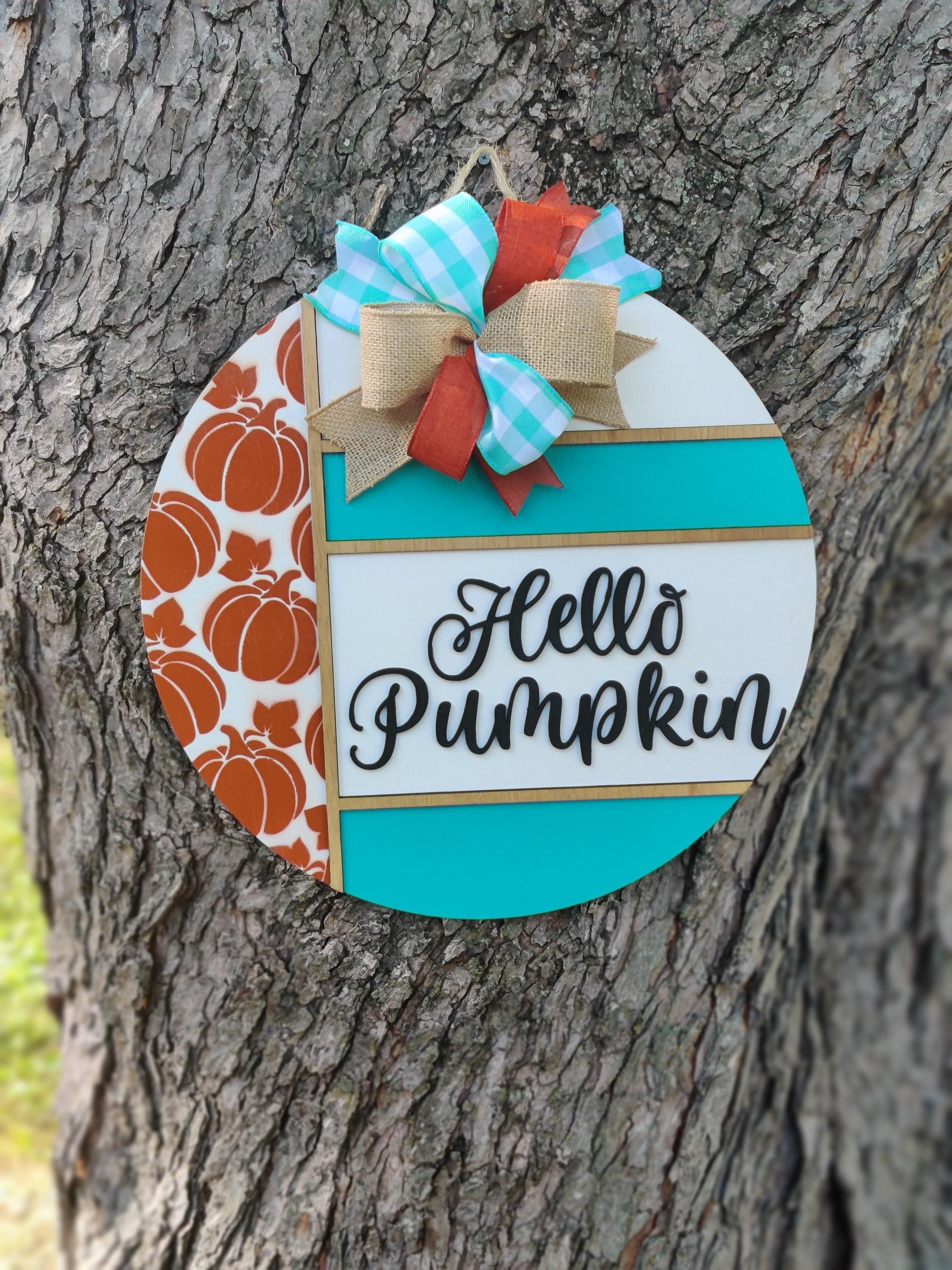 Hello Pumpkin Wood Sign: Fall Front Door Decor - Etsy