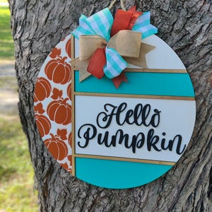 Hello Pumpkin Wood Sign: Fall Front Door Decor - Etsy