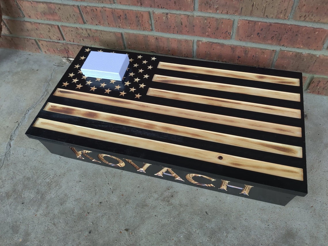 American Flag RFID Lock Box Wood Engraved Christmas - Etsy