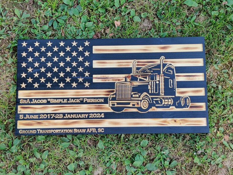Engraved Semi Truck Flag | Engraved Flags | Christmas Gift Dad | Custom ...
