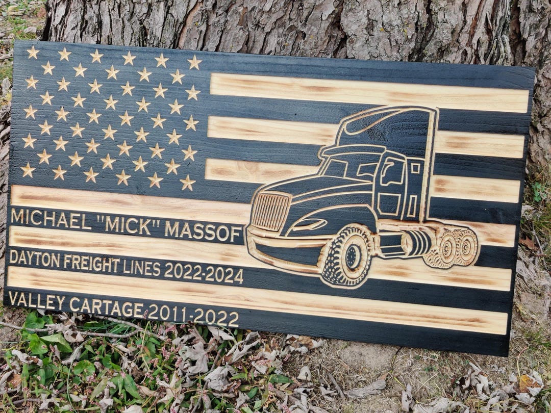 Engraved Day Cab Semi Truck Flag | Engraved Flags | Christmas Gift Dad ...