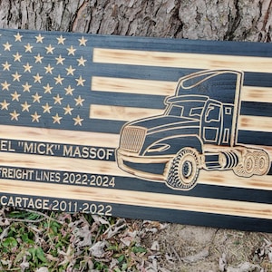 Engraved Day Cab Semi Truck Flag | Engraved Flags | Christmas Gift Dad ...