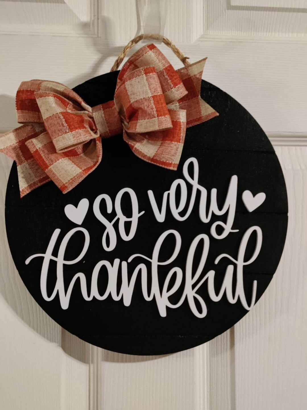 So Very Thankful Round Front Door Hanger: Thanksgiving Fall Autumn Sign ...