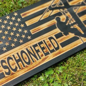 Engraved Lineman Flag | Engraved | Patriotic Sign | Custom Wood ...