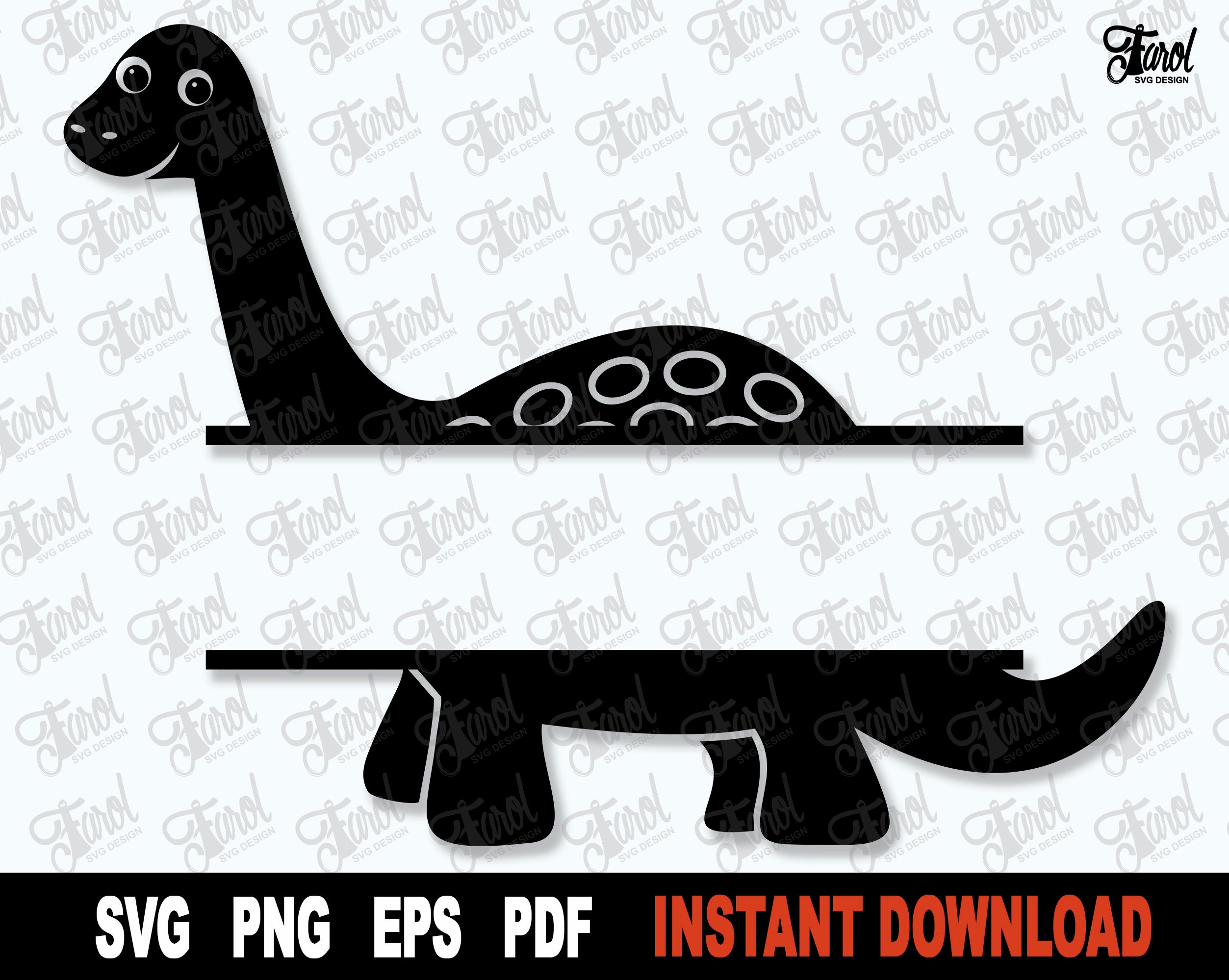Dinosaur SVG Brontosaurus Split Monogram SVG Dinosaur SVG - Etsy