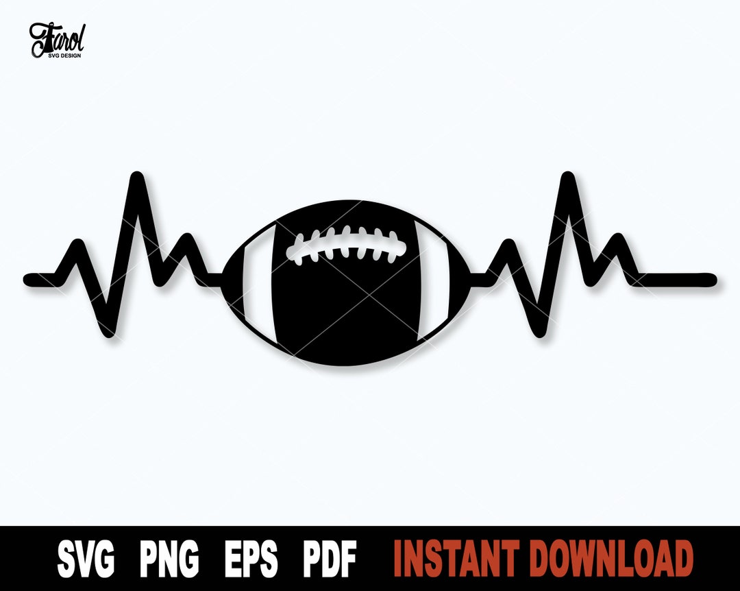 Heartbeat Football Svg, Football Svg File for Cricut, Silhouette, Sport ...