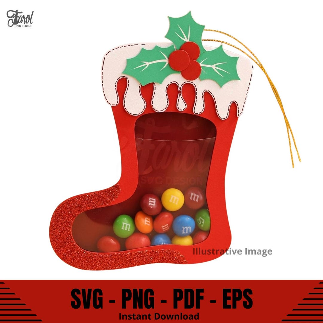 Santa Boot SVG: Festive Christmas Stocking Holly Design (instant ...