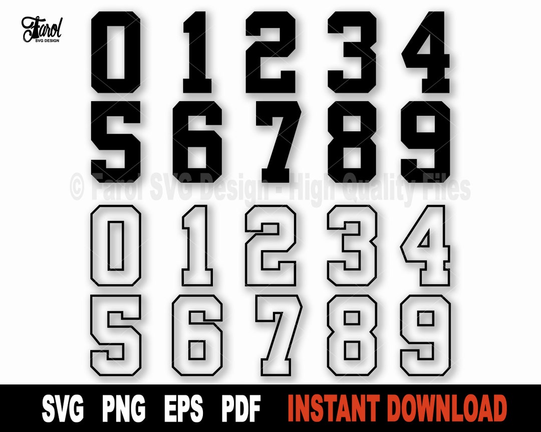Sport Numbers SVG Bundle, Sport Jersey SVG File for Cricut, Silhouette ...