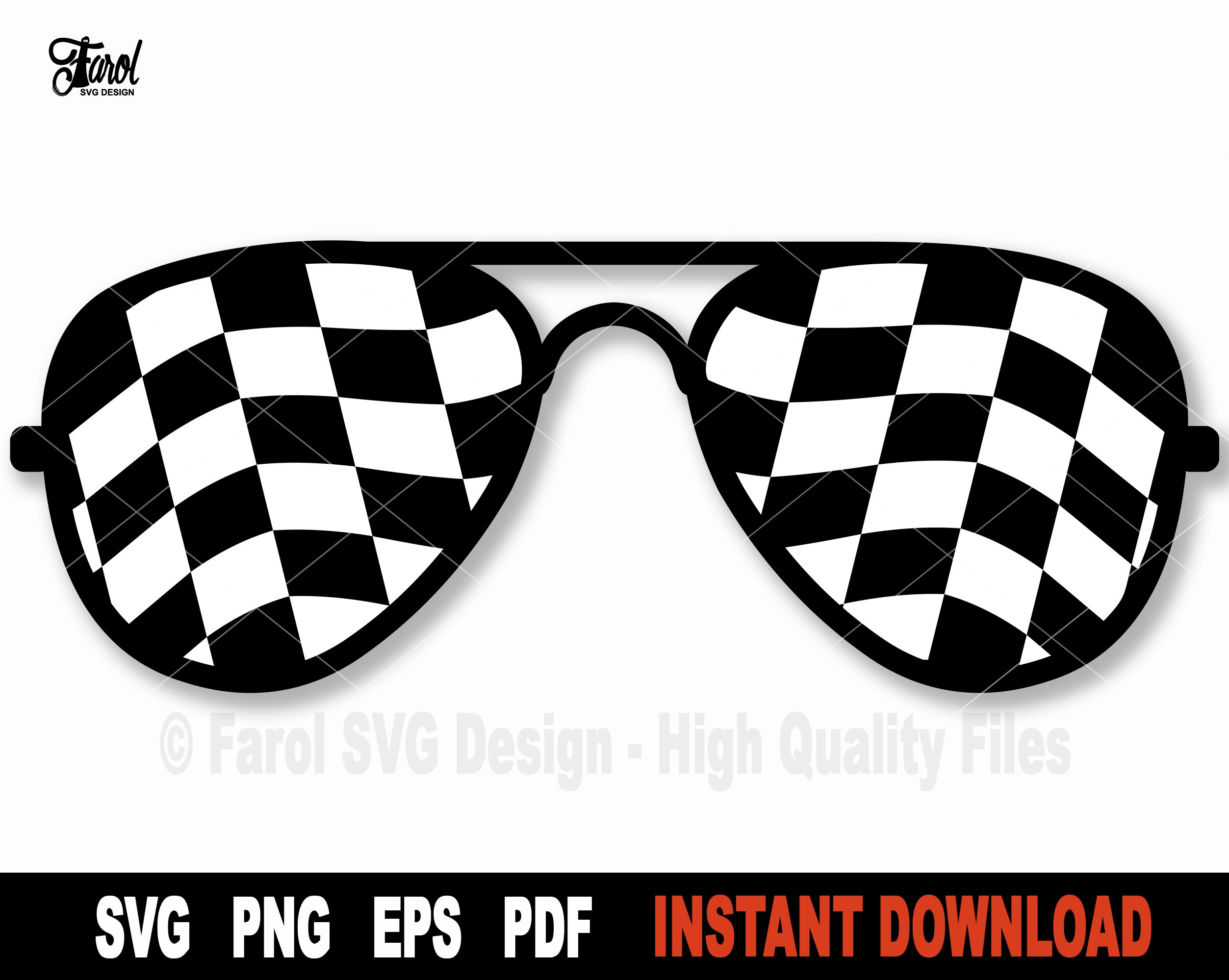 Racing Life Svg Checkered Flag Svg Sunglasses Svg File for | Etsy