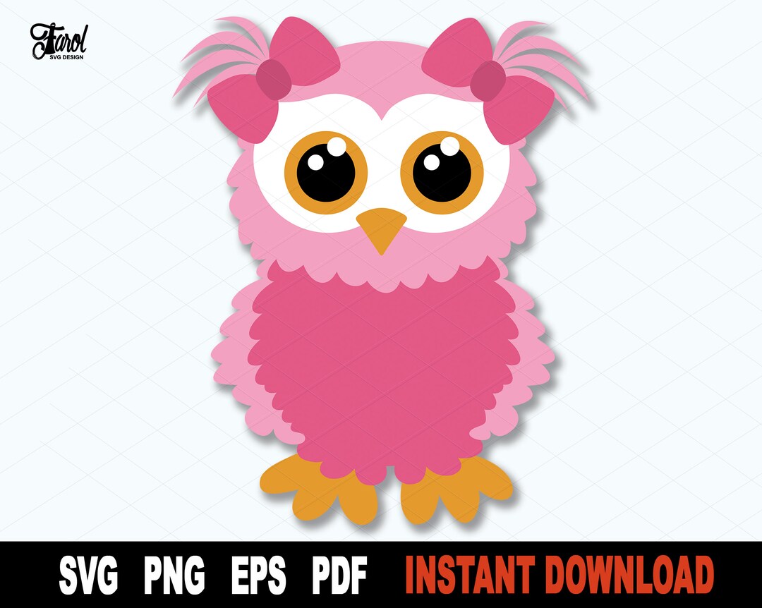 Pink Baby Owl SVG, Cartoon Clipart (digital Download) - Etsy