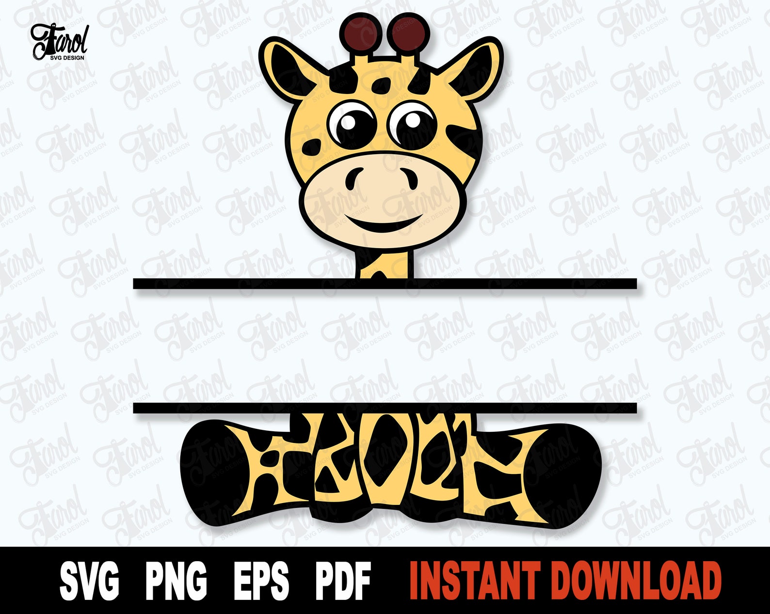 Giraffe SVG Giraffe Split Monogram SVG Cute Giraffe SVG File | Etsy