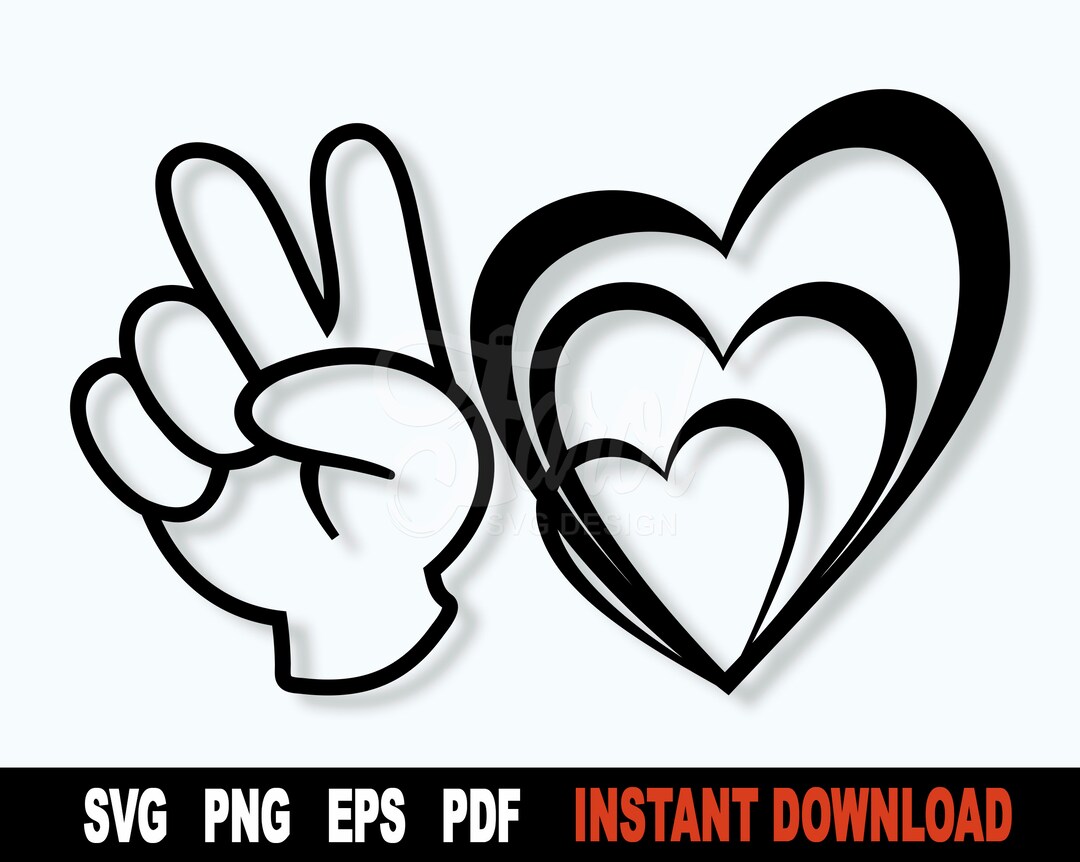 Frieden und Liebe SVG, Frieden Hand SVG-Datei für Cricut, Silhouette ...