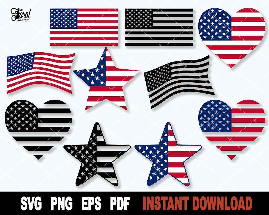 American Flag Svg Bundle Svg File for Cricut Silhouette 4th - Etsy