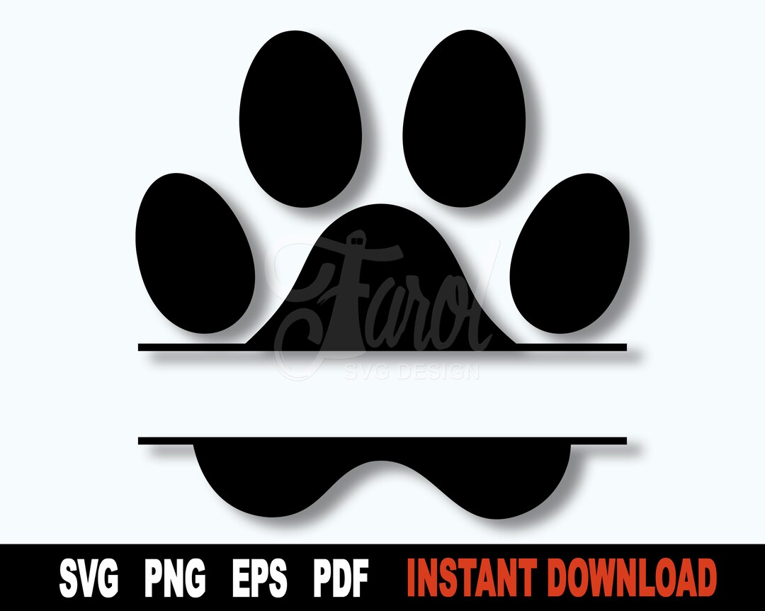 Dog Paw Print SVG, Split Monogram Svg, Dog Paw Svg Cut File, SVG File ...