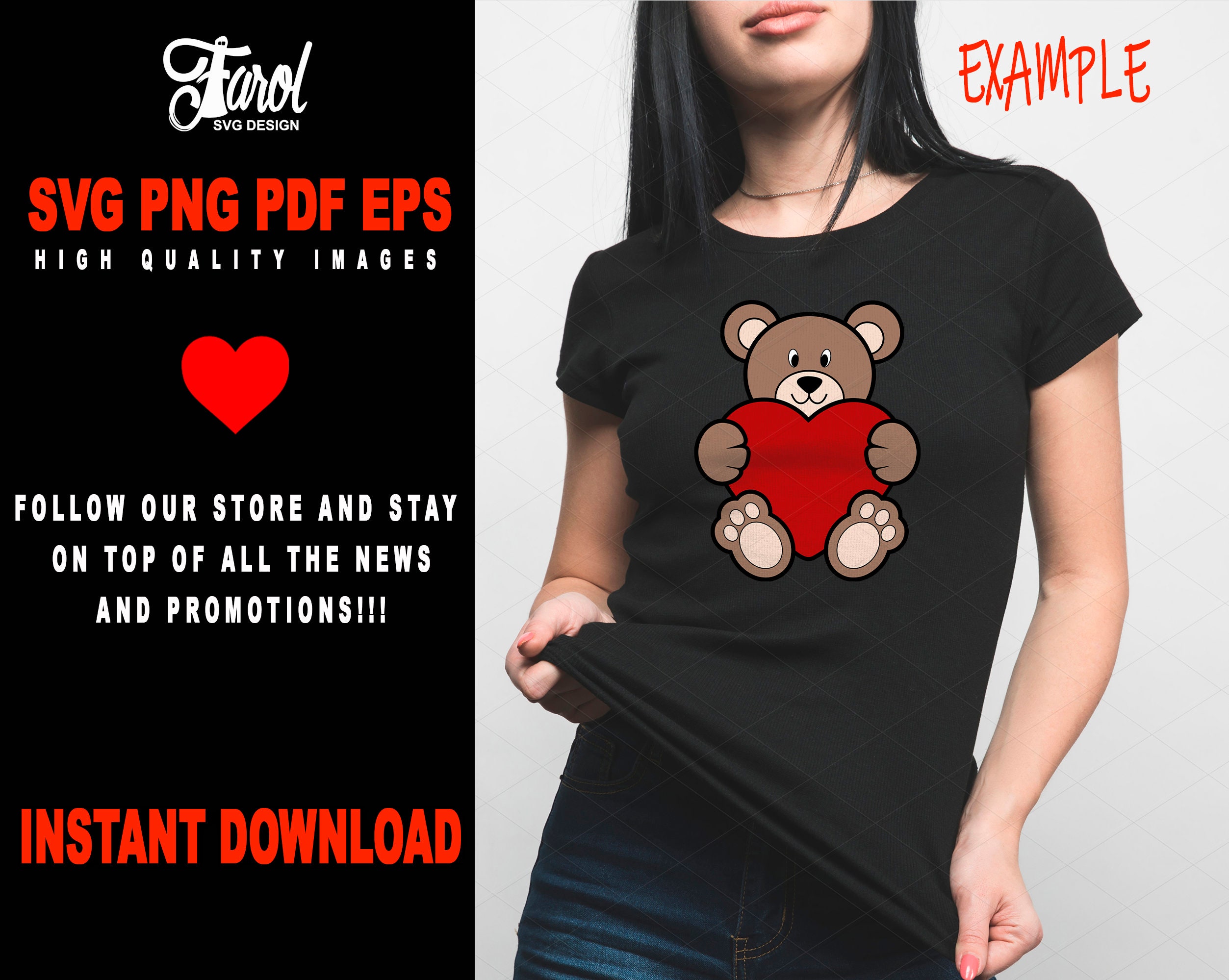 Bear SVG Valentine SVG Bear With Heart Svg Love SVG File | Etsy