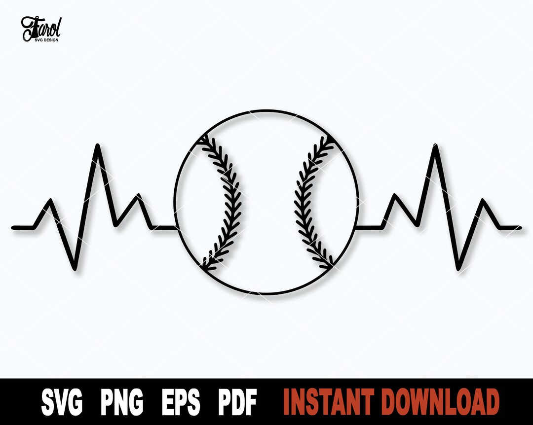 Heartbeat Baseball Svg, Baseball Svg File for Cricut, Silhouette, Sport ...