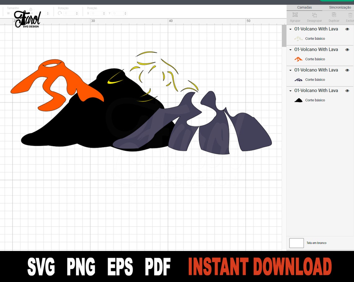 Volcano SVG Nature Clipart Volcano Erupting Lava Flow SVG | Etsy