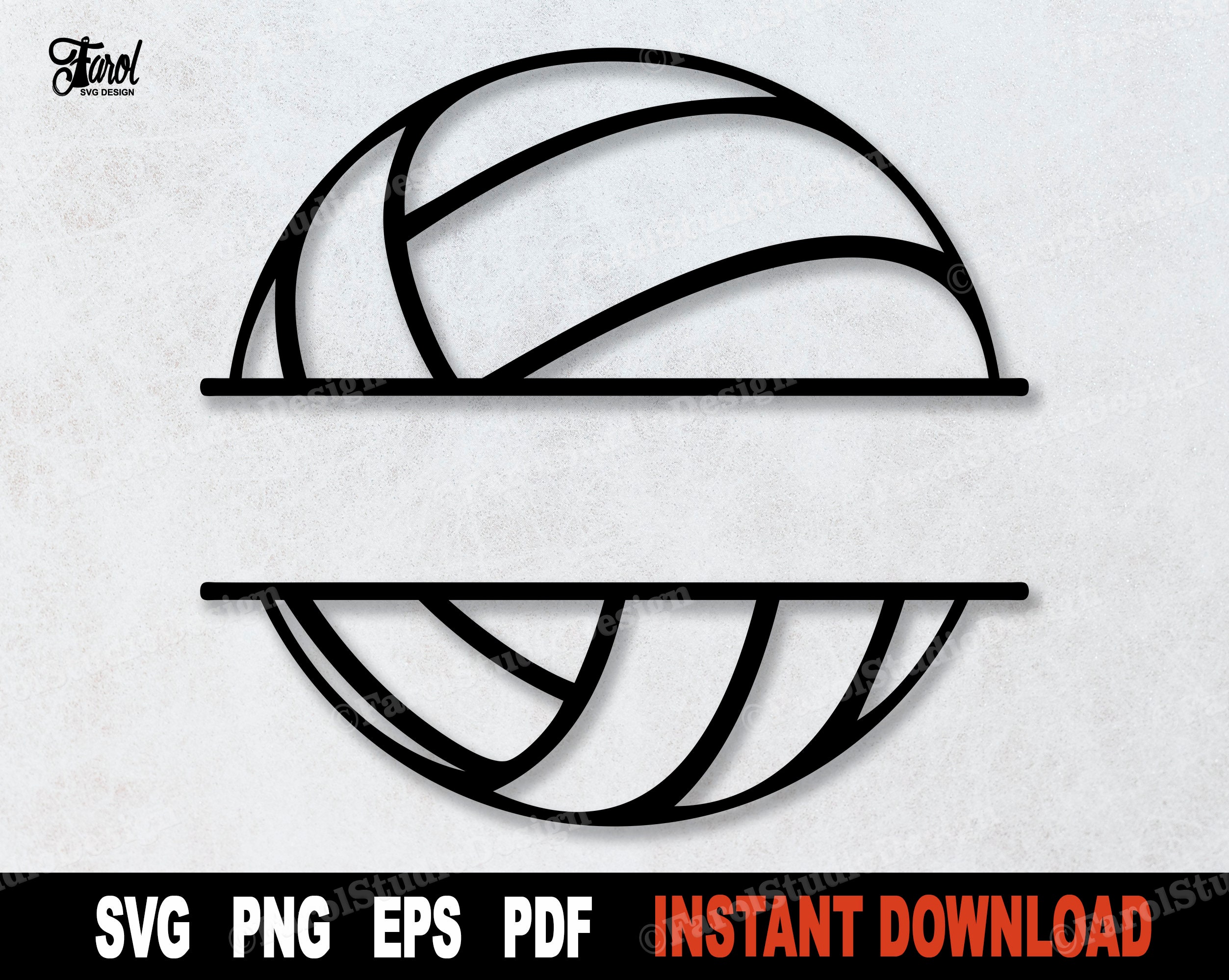 Volleyball SVG Outline Voleyball Split Monogram SVG Cut File - Etsy