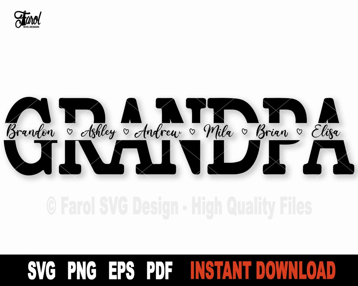 Grandpa SVG Split Name Frame Svg Father's Day SVG File - Etsy