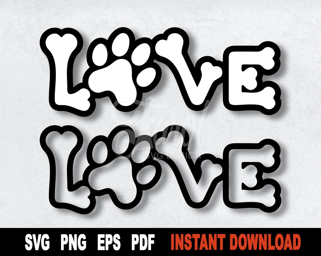 Love Paw Print SVG, Paw Svg, Love Dogs Svg Cut File, SVG File for ...