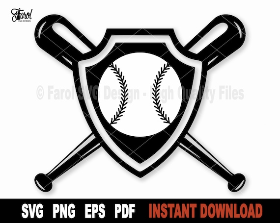 Baseball Bats Svg Cross Bats SVG With Shield Svg File for - Etsy