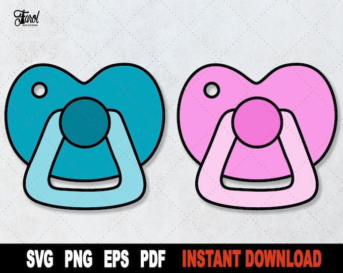 Baby Pacifier Shower Binky Bobo VECTOR Gender Reveal Birthday Cartoon ...