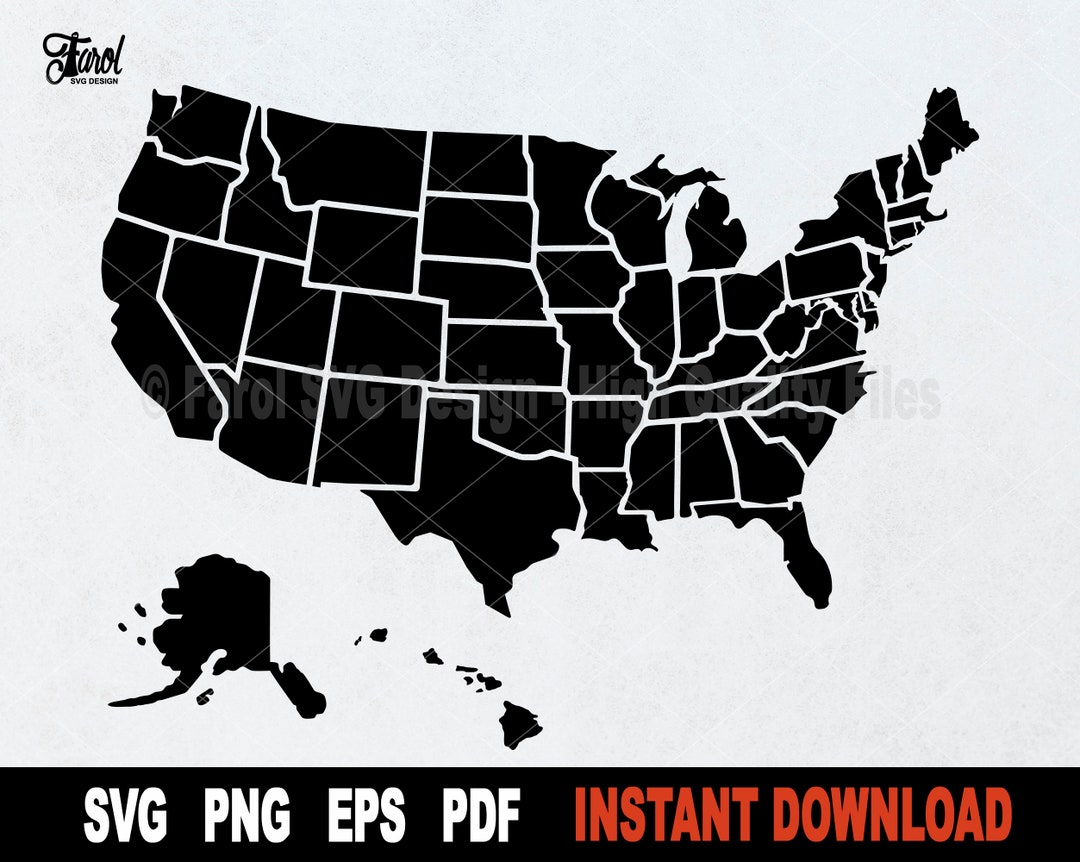 USA Map SVG File: United States Vector Clipart (digital Download) - Etsy