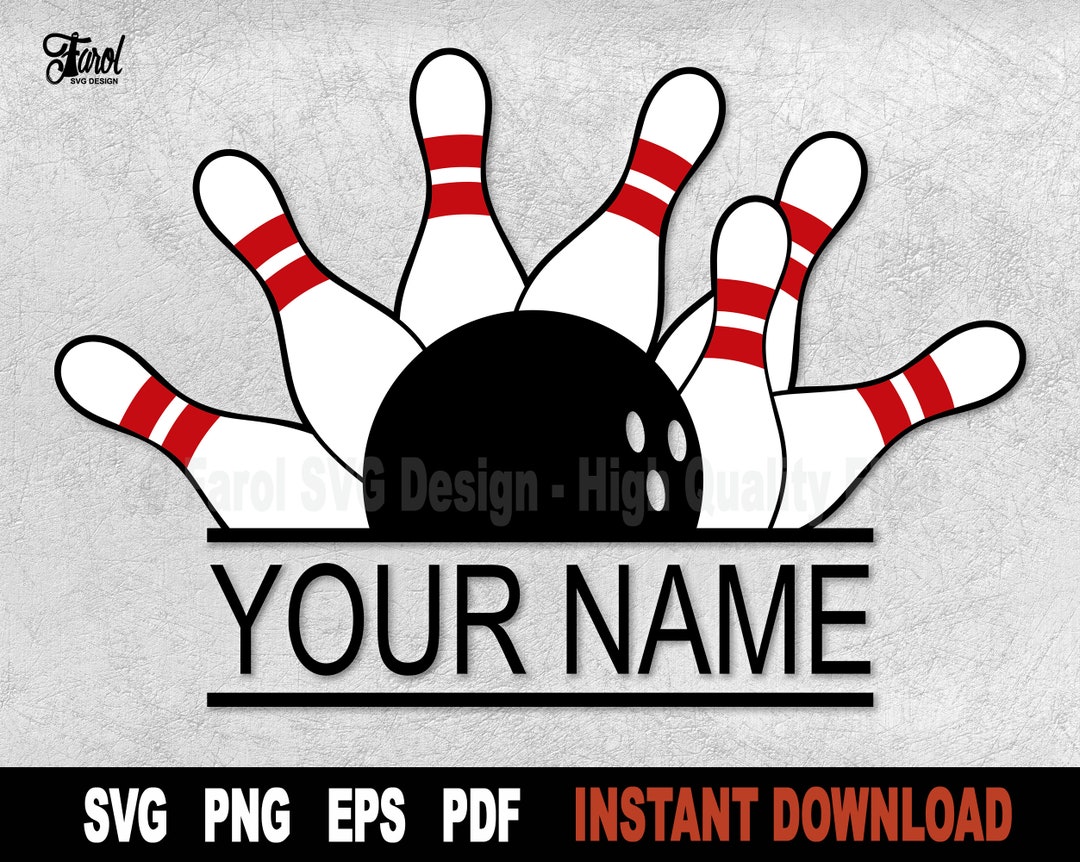 Bowling Pin Svg Cut File, Black Bowling Split Monogram Svg File for ...