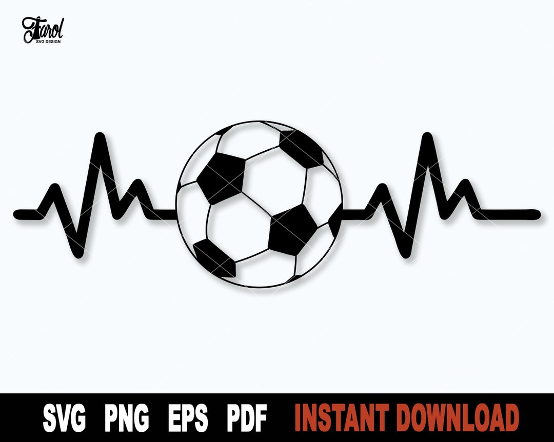 Heartbeat Soccer SVG: Football Clipart, Cricut & Silhouette (digital ...
