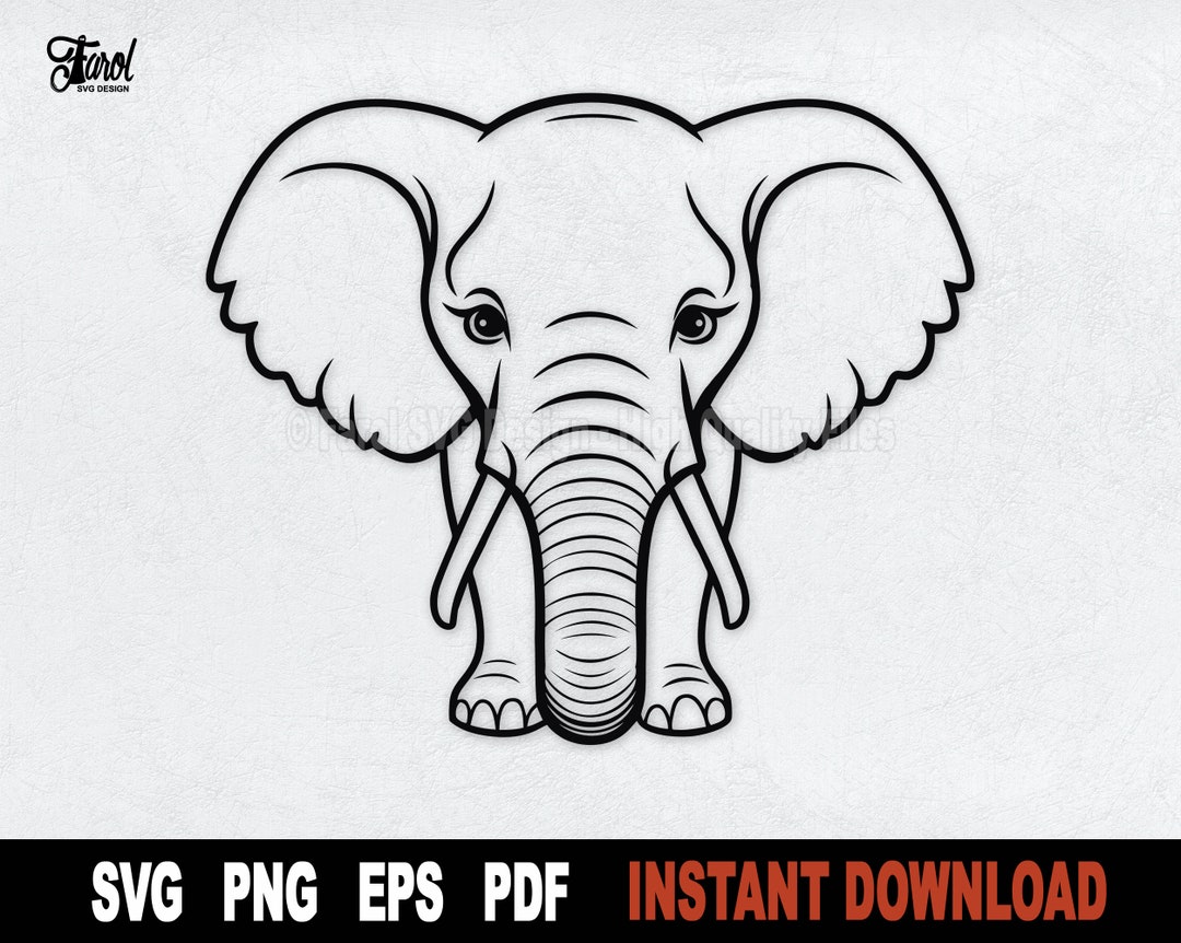 Elephant SVG: Clipart Cut File for Cricut, Silhouette (digital Download ...