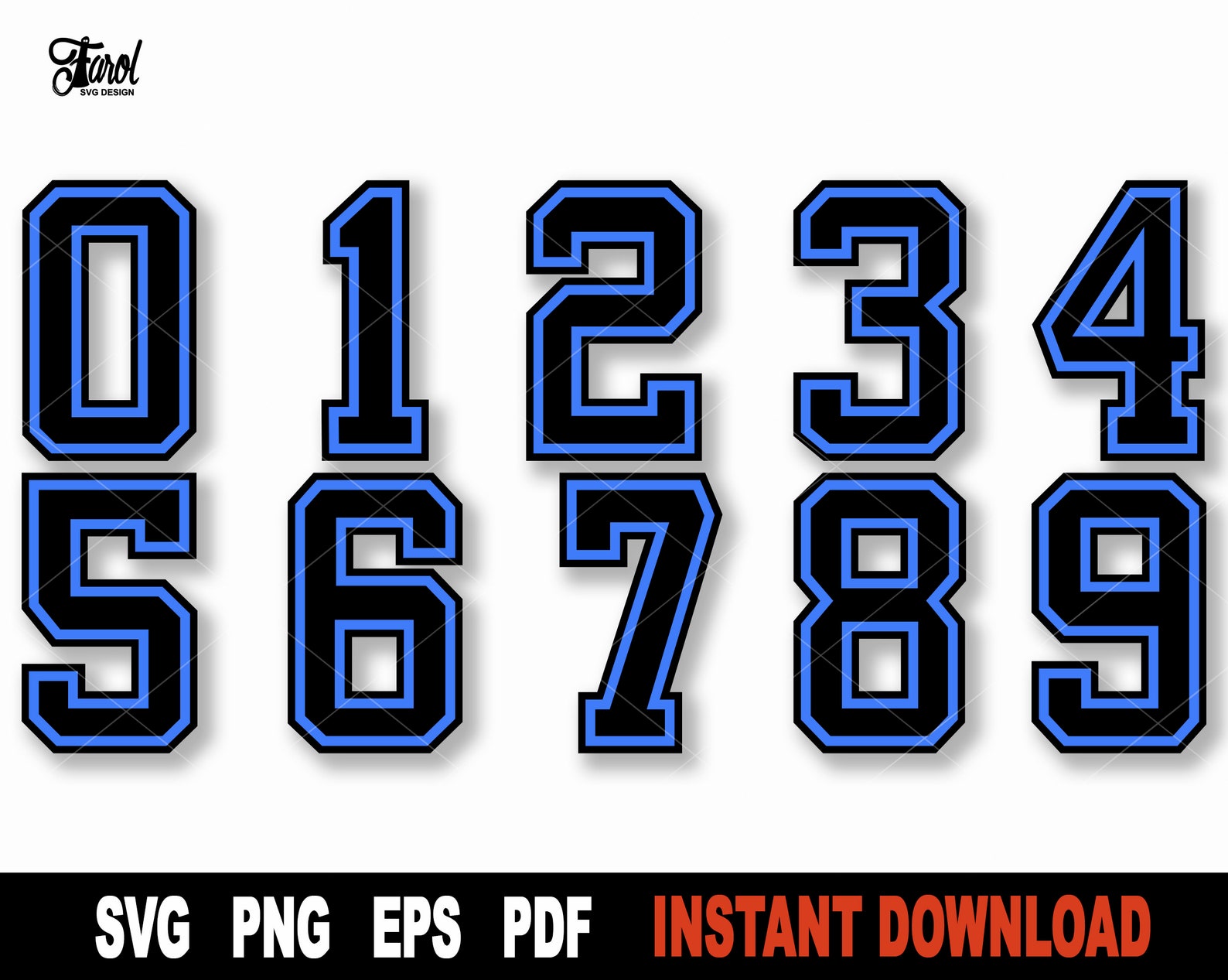 Sport Jersey Numbers SVG Bundle: Cricut, Silhouette (digital Download ...