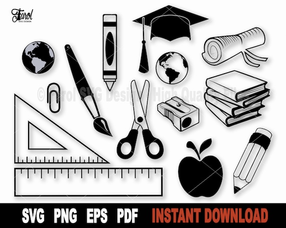 School Svg Bundle Teacher Svg Crayon Svg File for Cricut - Etsy