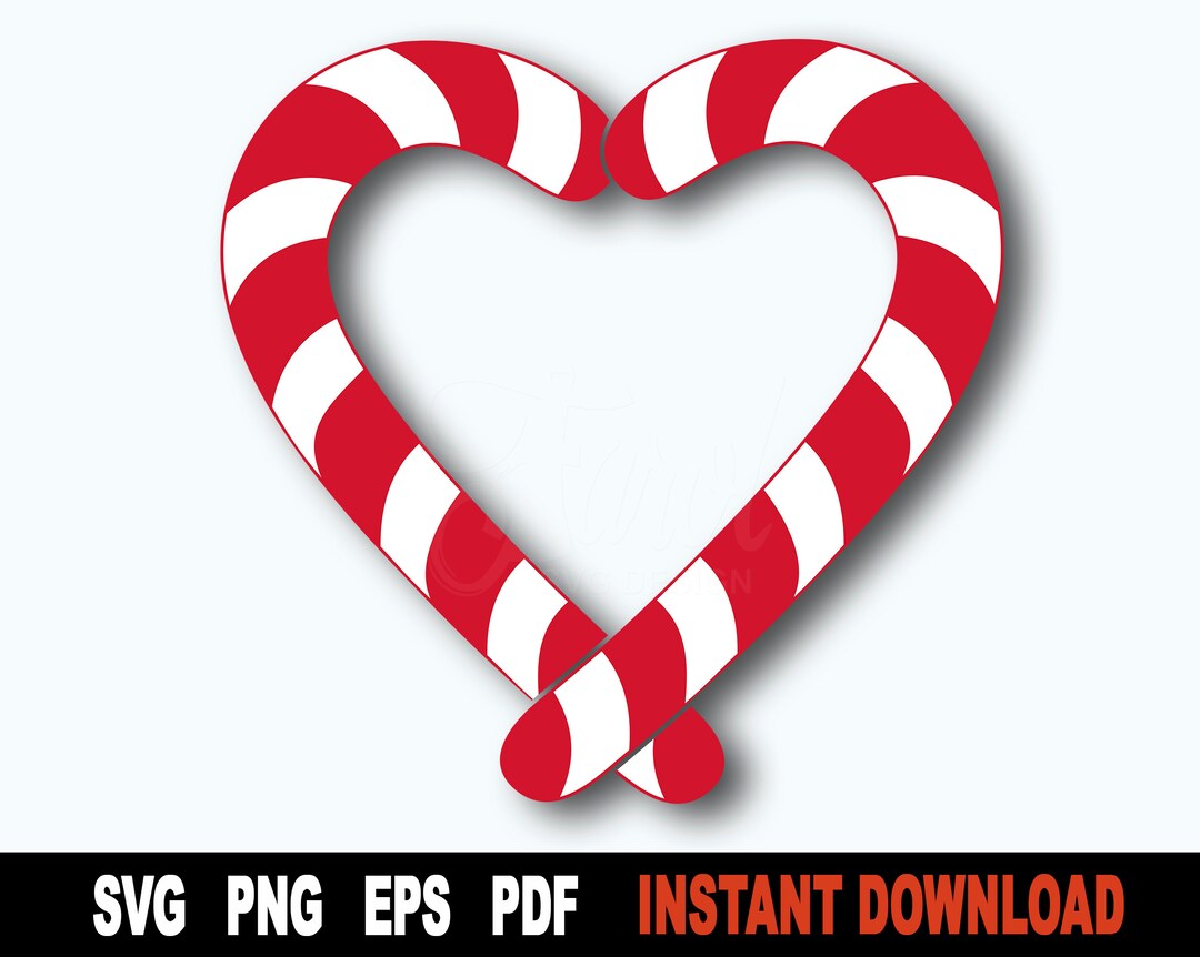 Candy Cane Heart SVG: Christmas Clipart Vector (digital Download) - Etsy