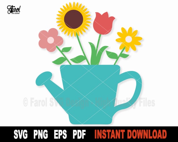 Watering Can SVG With Spring Flowers Svg File for Cricut - Etsy Canada